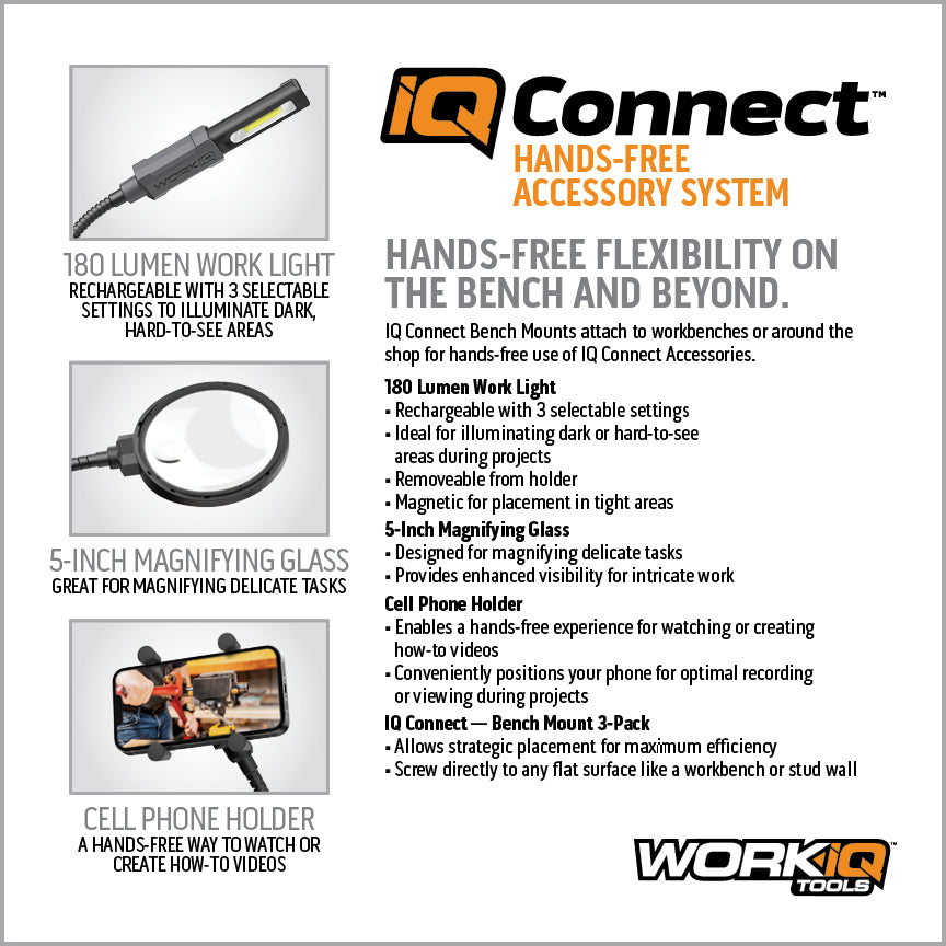 IQ Connect™ Hands-Free Accessory System (With 3 Bench Mounts) – Work IQ ...